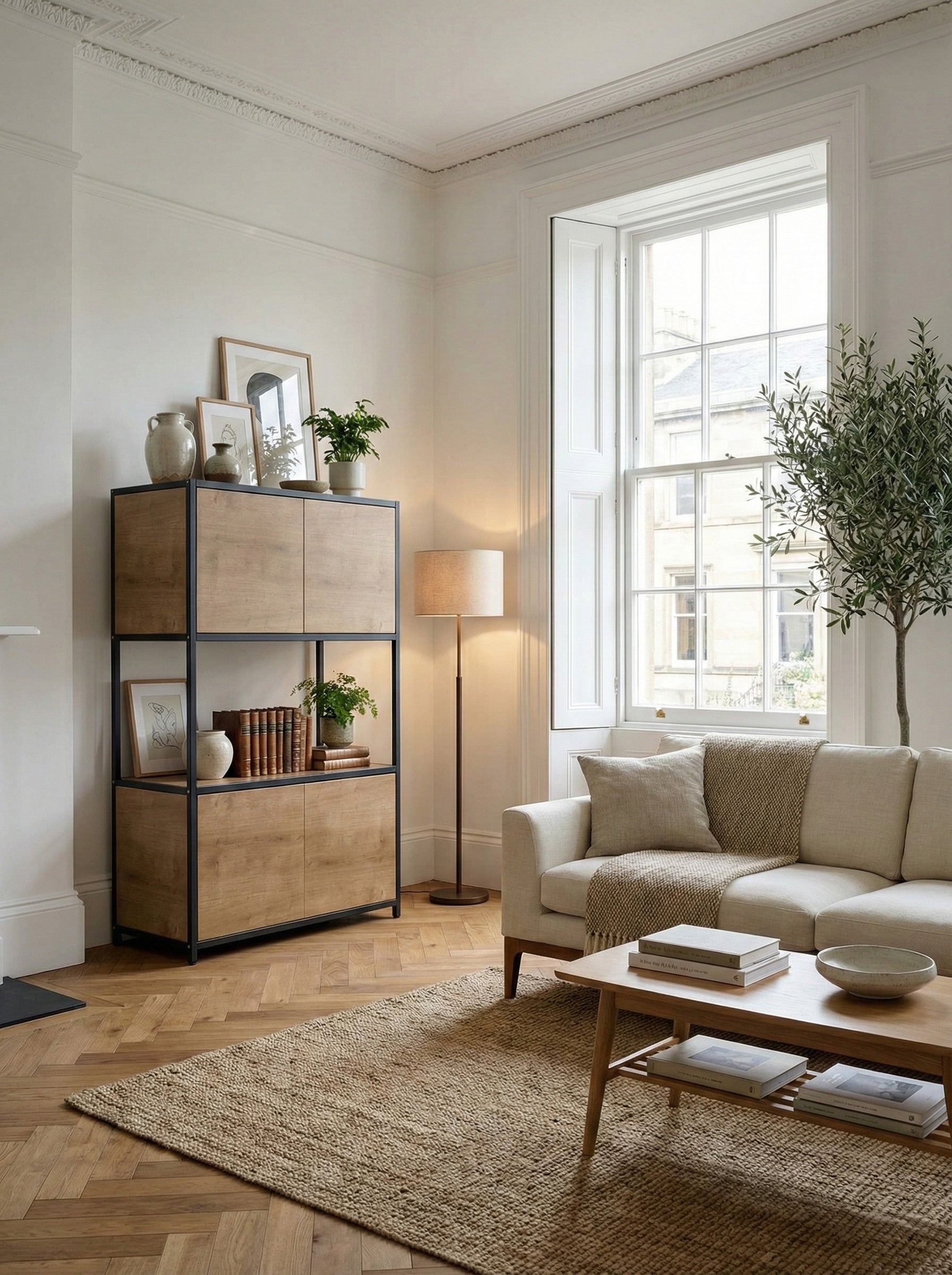 Crayke | Modular Cabinet With 2 Cupboards And A Shelf | Shelved