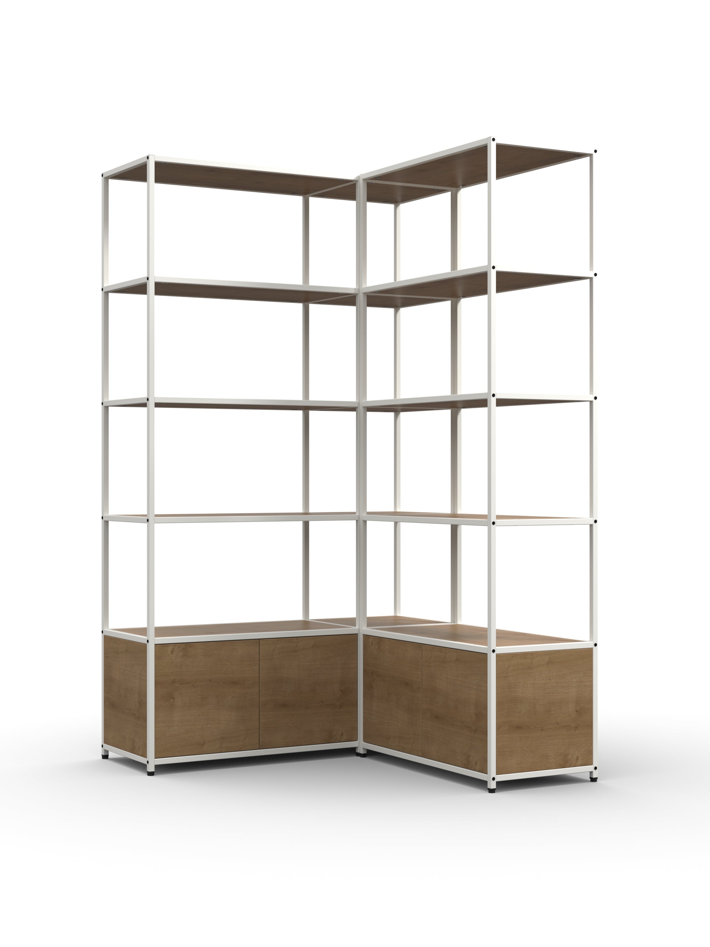 Hovingham | Modular Corner Shelving With Low Cupboards | Shelved