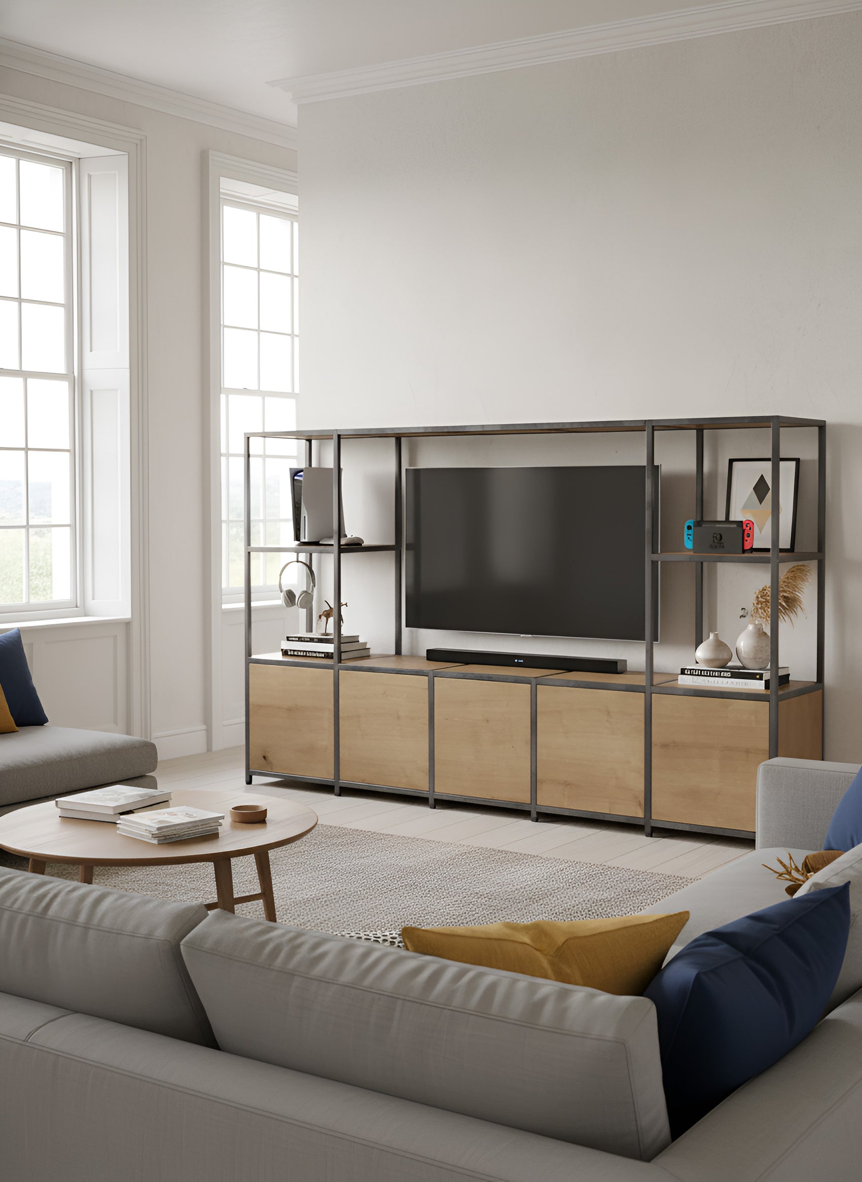 Bossall | Modular TV Unit with Shelves And Storage | Shelved