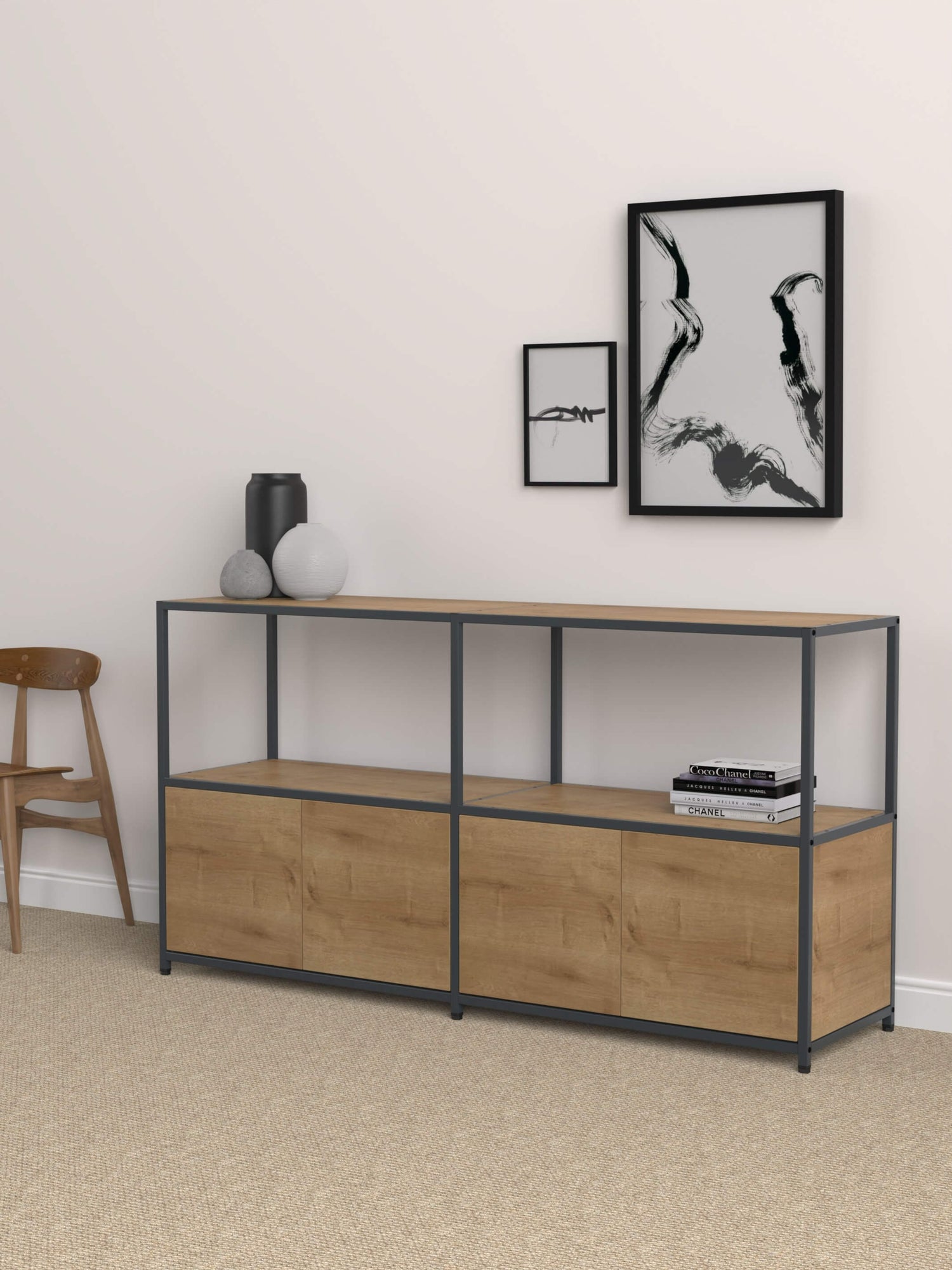 Dunsley | Modular Sideboard With 2 Cupboards And Shelves | Shelved